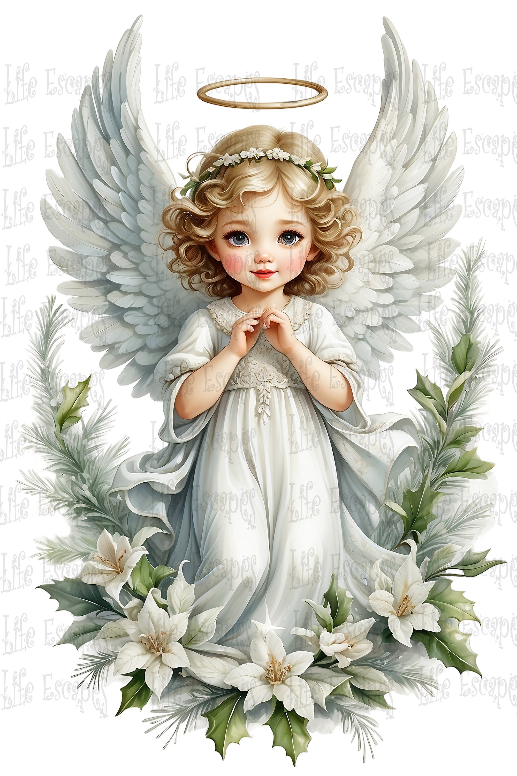 Printable Christmas Angels Clipart Set Set 1, PNG, Commercial Use ...