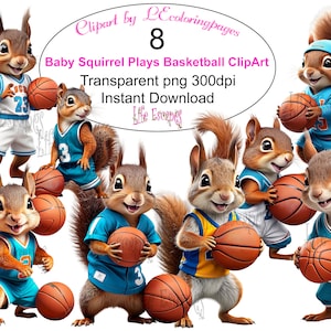 Baby Squirrel Basketball Clipart, Cute Sports Animals, Kids ...