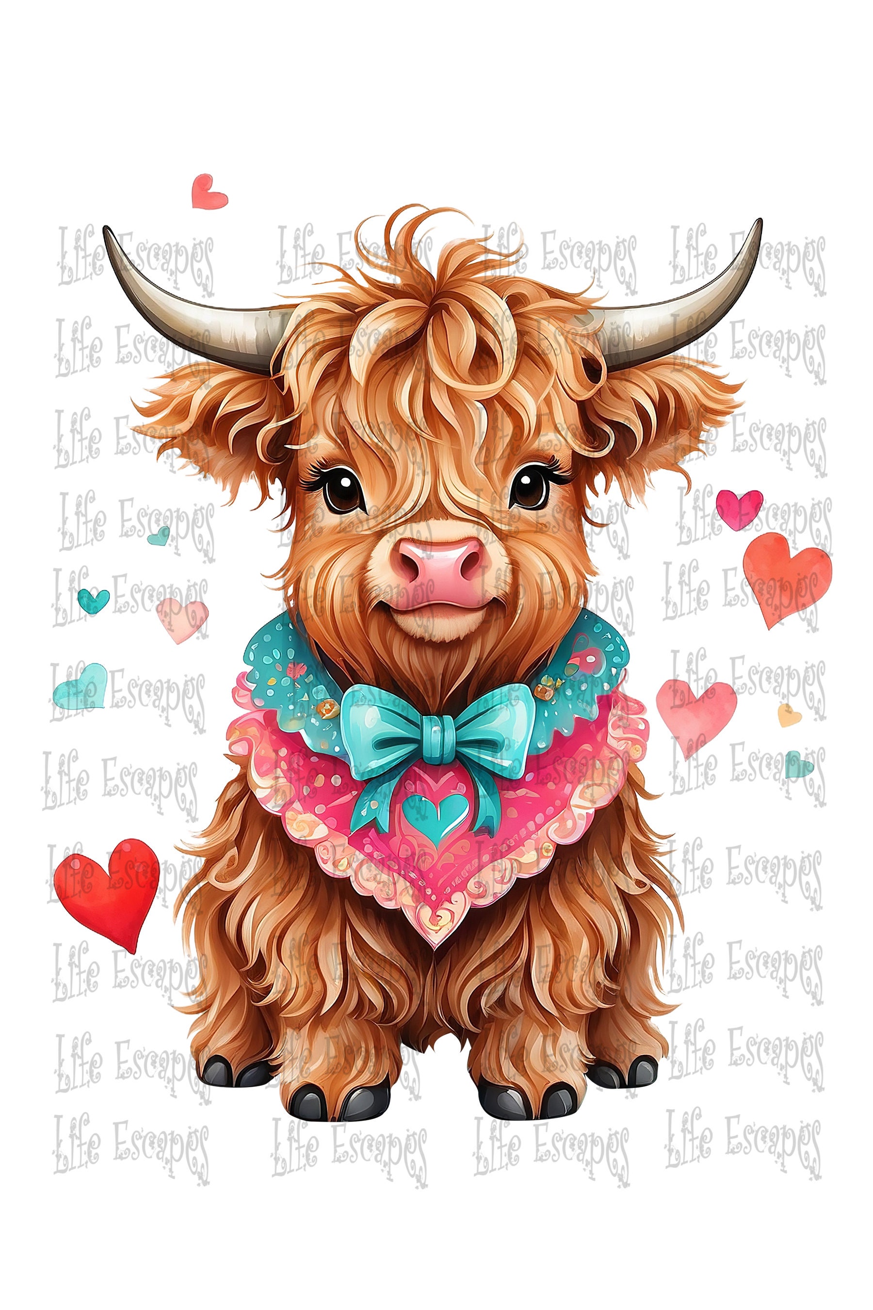 Printable Highland Cow Valentine Clipart Bundle Set 1, PNG, Commercial ...