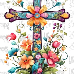 Printable Floral Cross Clipart Bundle - Set #1, PNG, Commercial Use ...