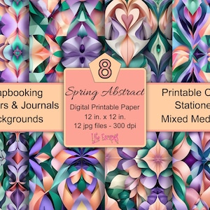 Spring Abstract Digital Printable Paper, 12 in X 12 In, 8 Jpg Files ...