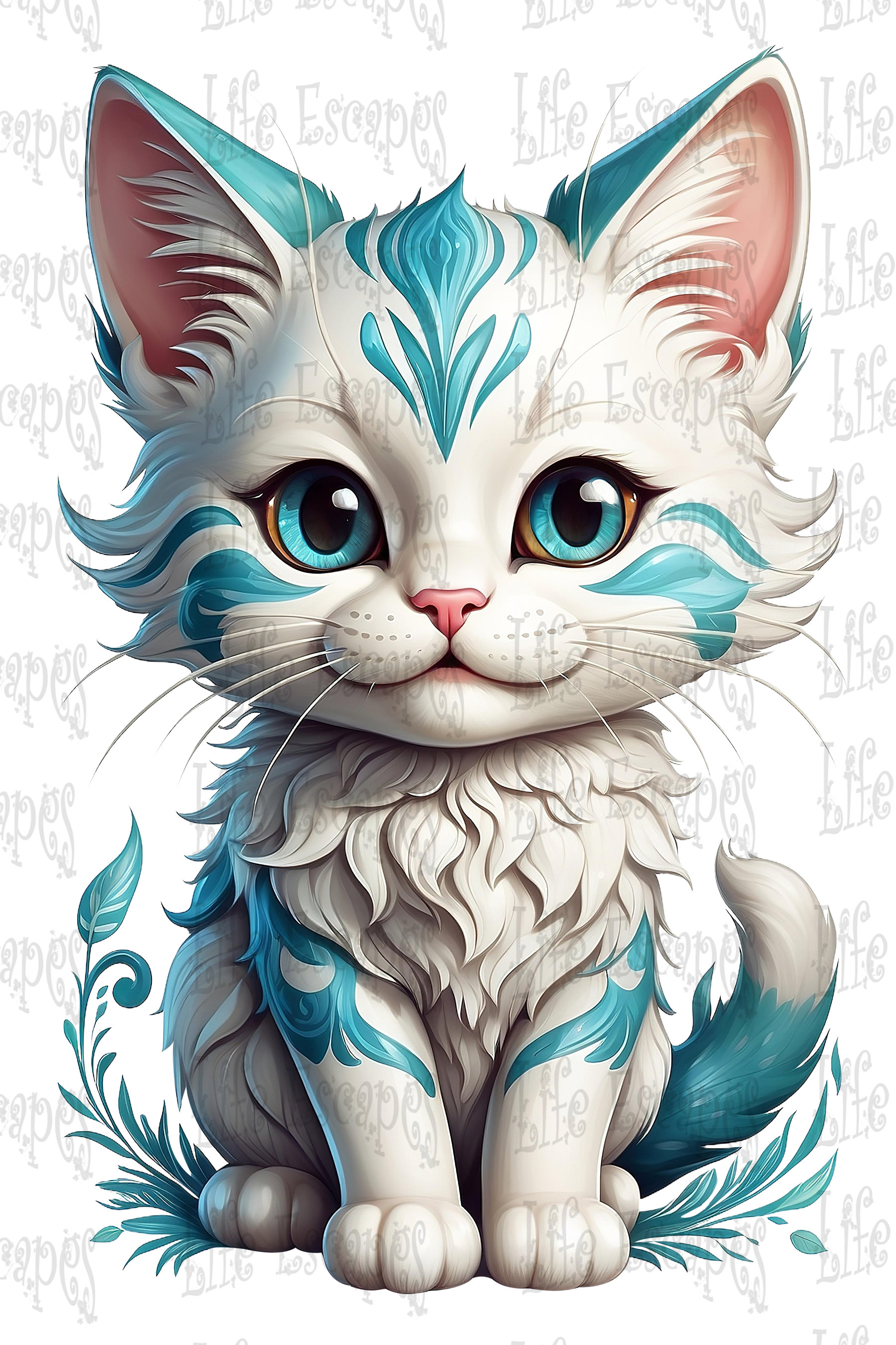 Printable Pretty White Kitten Clipart Bundle Set 1, PNG, Commercial Use ...