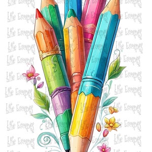 Printable Colored Pencil Clipart Bundle Set 1, PNG, Commercial Use ...