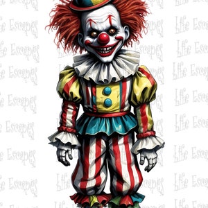 Creepy Male Clown Ragdoll Clipart Set, Instant Download, Transparent ...