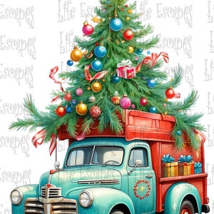 Printable Christmas Truck Clipart Set - Set #1, PNG, Commercial Use ...