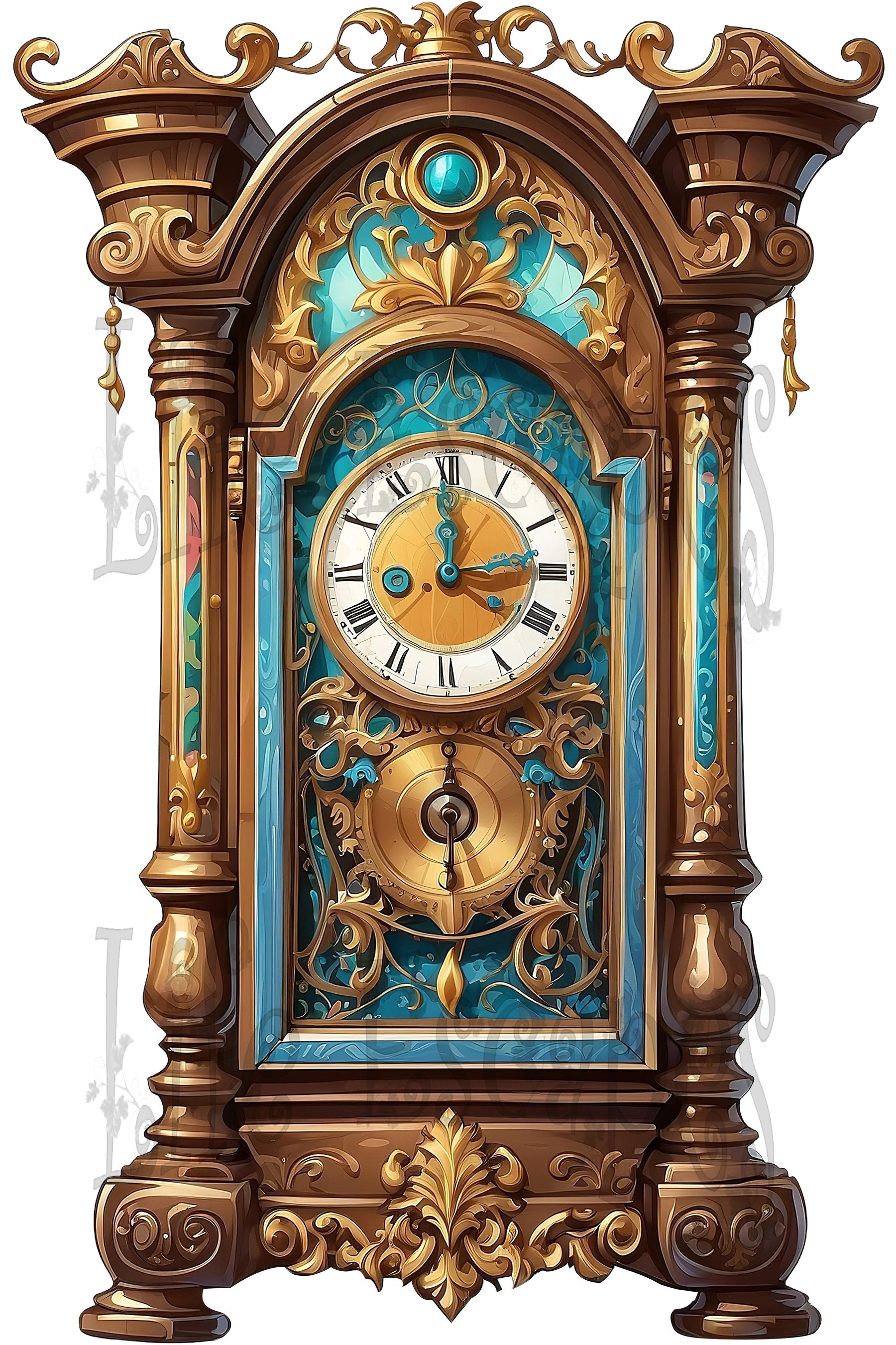 Printable Grandfather Clock Clipart Bundle Set 4, PNG, Commercial Use ...