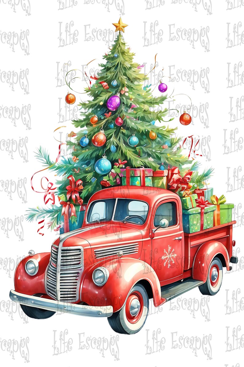 Printable Christmas Truck Clipart Set - Set #1, PNG, Commercial Use ...