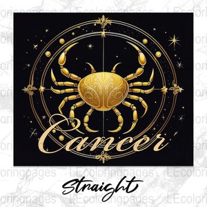 20 Oz Skinny Tumbler Wrap, Cancer Zodiac Sign, Gold Astrology Design ...