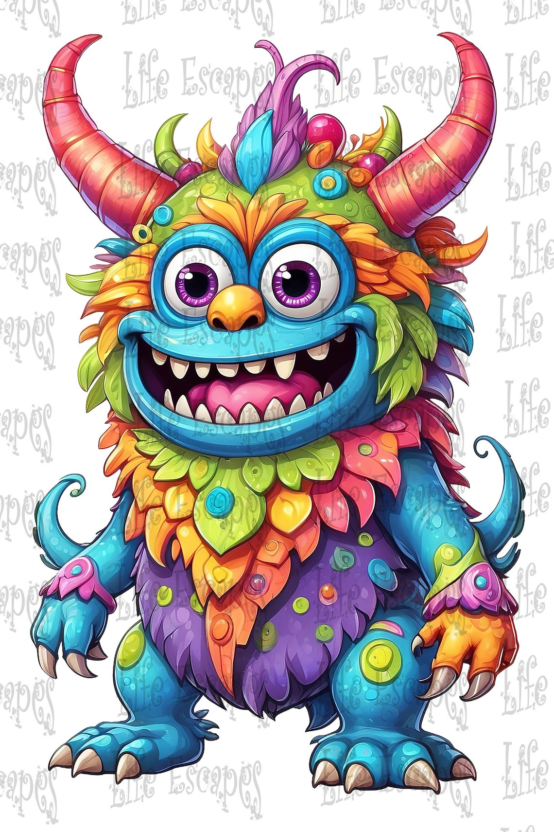 Cute Silly Monster Clipart Set, Colorful Creature Digital PNG, Kids ...