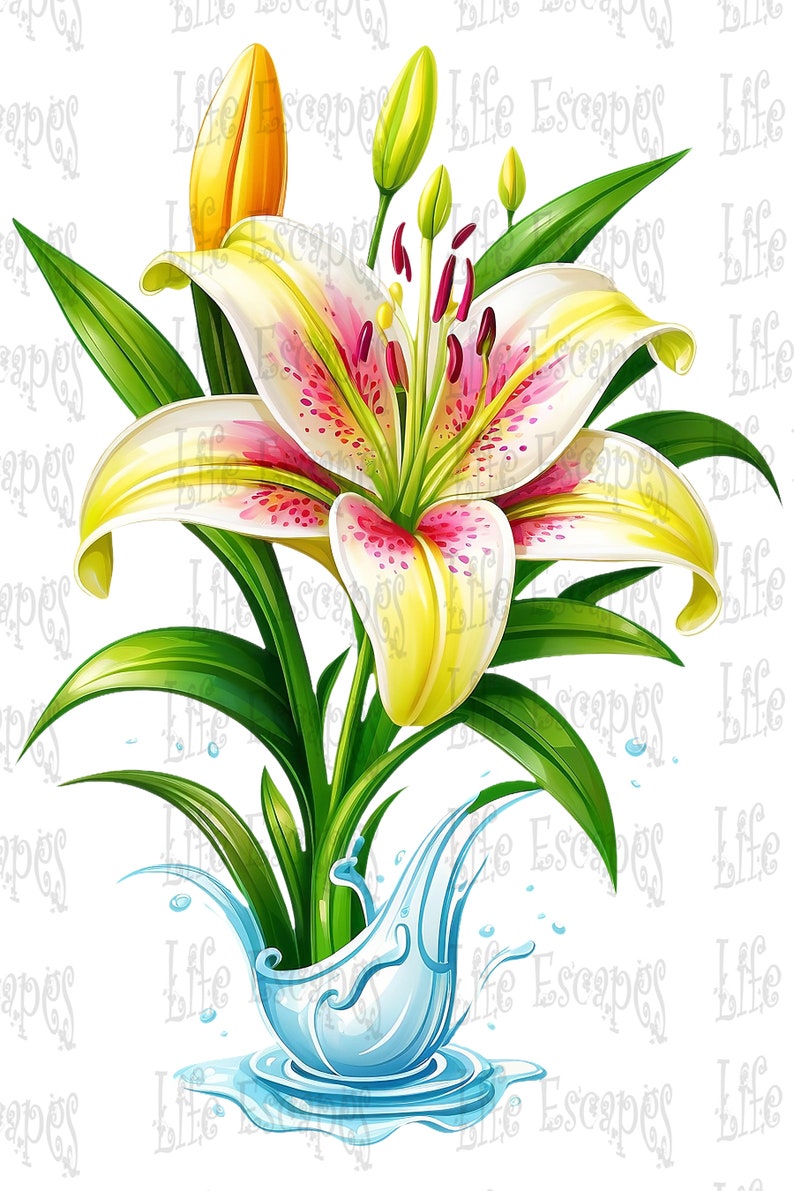 Printable Easter Lily Clipart Bundle Set 1, PNG, Commercial Use ...