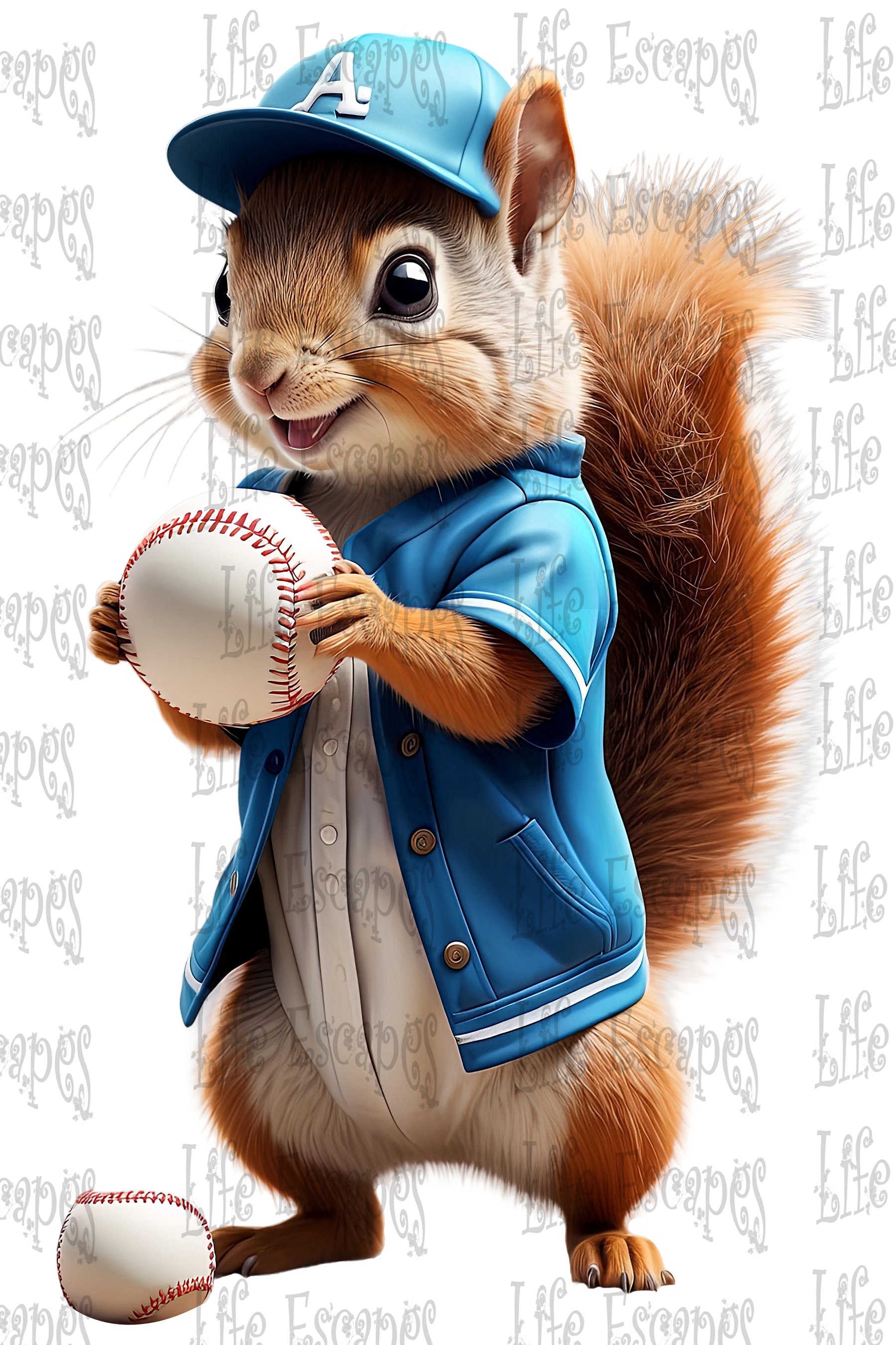 Baby Squirrel Baseball Clipart, Sports Illustrations (digital Download ...