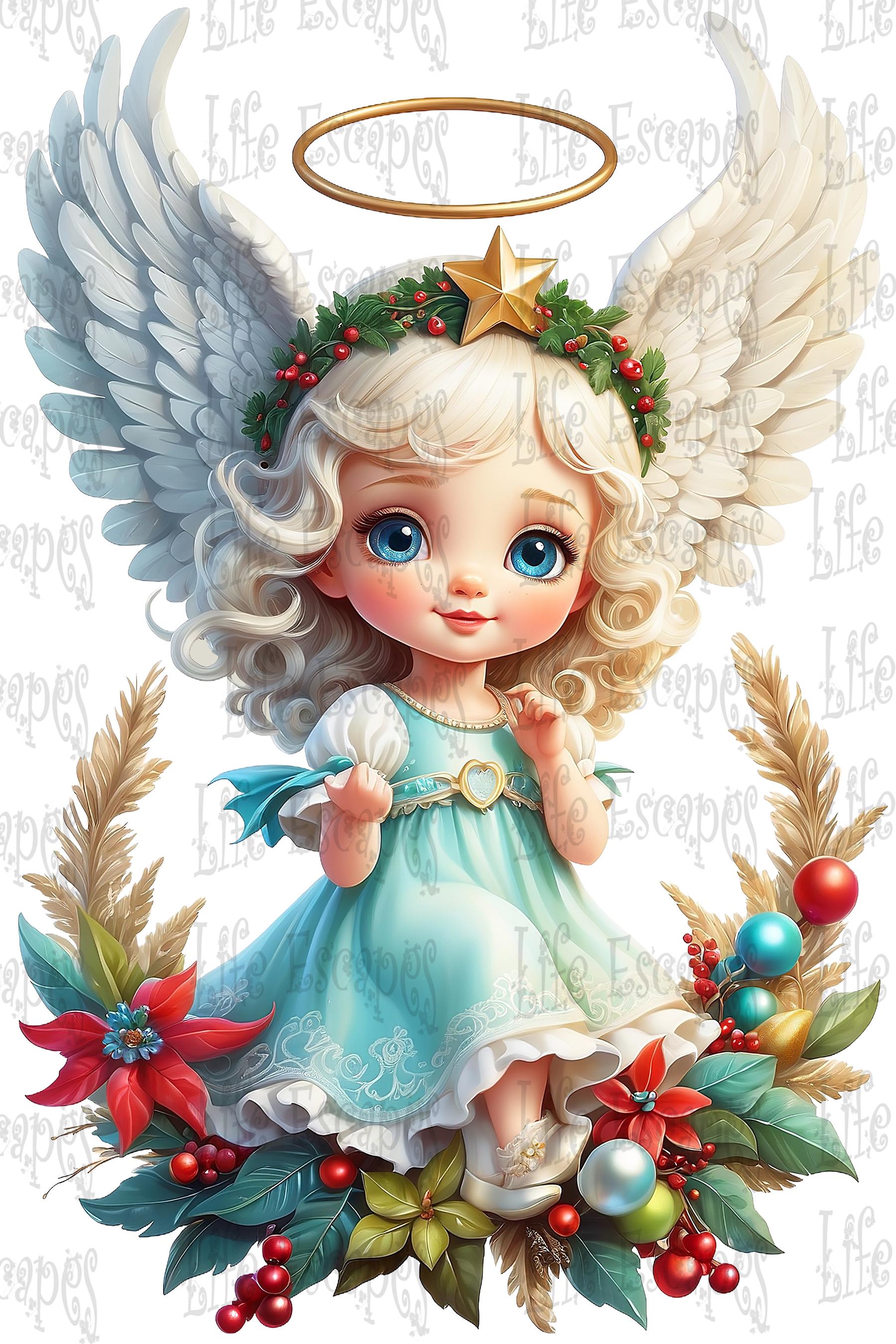 Christmas Angel Clipart Set, 12 PNG Clipart, Transparent 300dpi ...