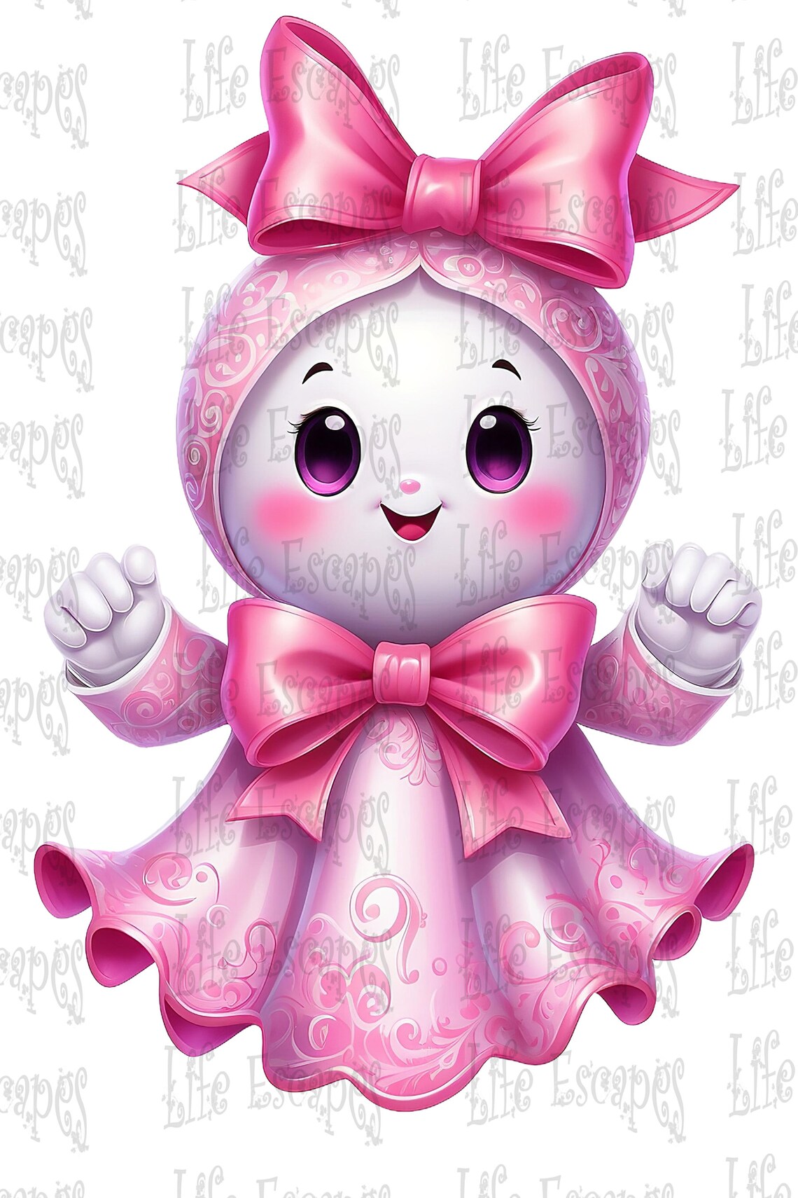 Pink Ghost Halloween Clipart Set, Cute Spooky Digital Art, Commercial ...