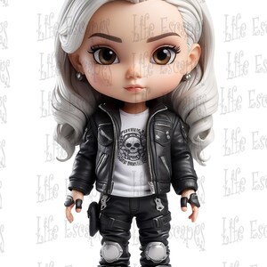 Biker Chibi Doll Clipart, Cute Motorcycle Characters, Kids Digital ...