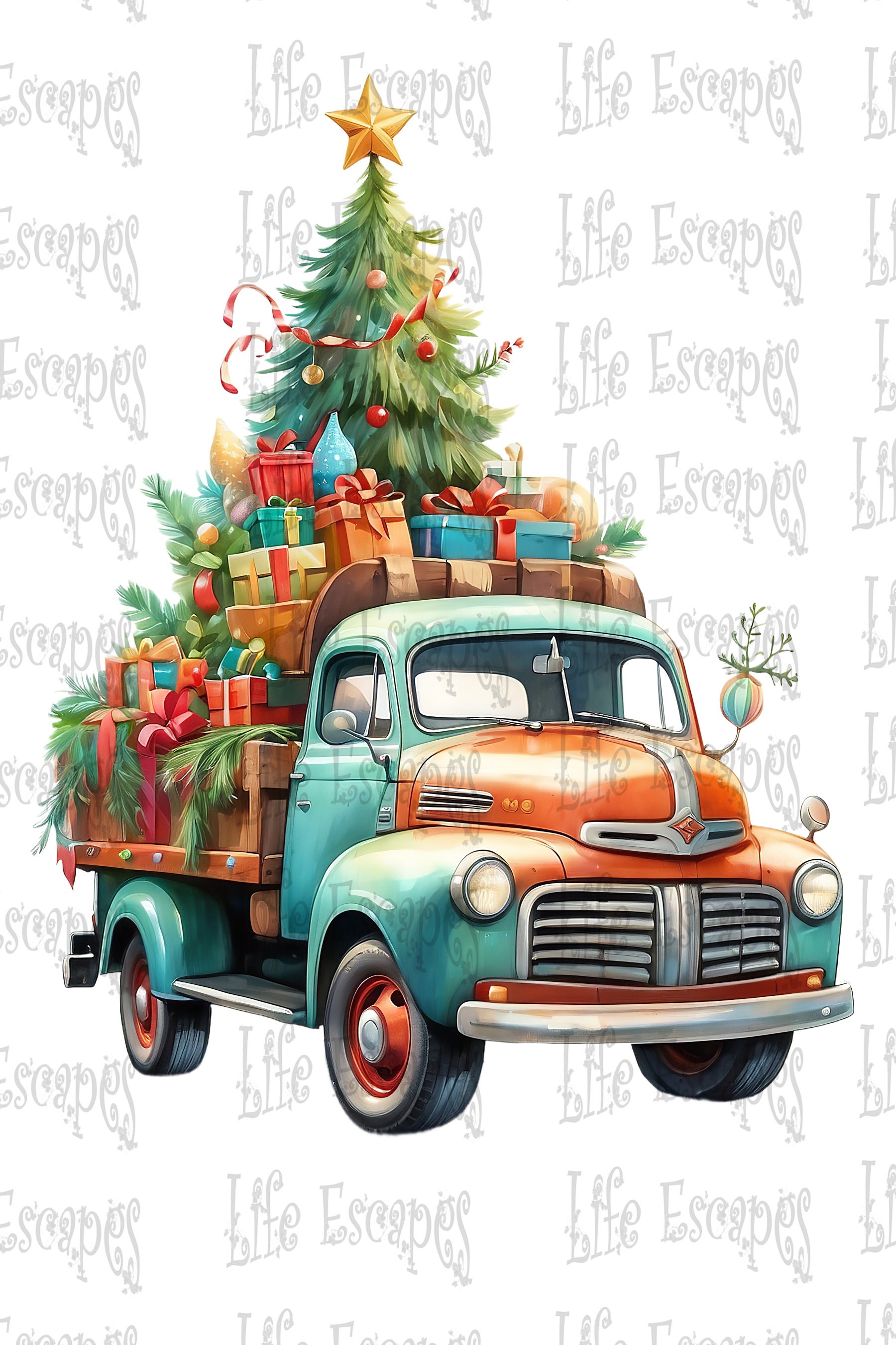 Printable Christmas Truck Clipart Set - Set #1, PNG, Commercial Use ...