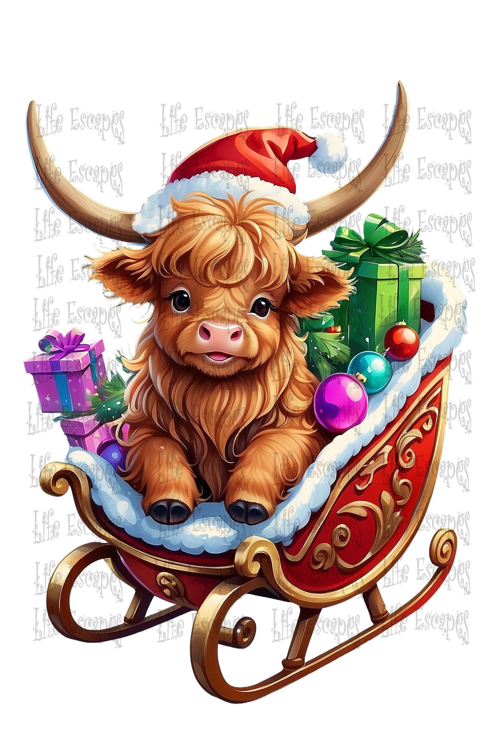 Printable Highland Cow Christmas Clipart Bundle Set 1, PNG, Commercial ...