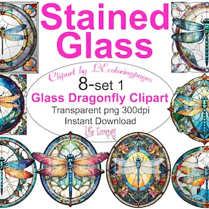 Stained Glass Dragonfly Clipart – 8 PNG Images (digital Download) - Etsy