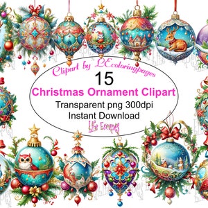 Printable Christmas Ornaments Clipart Set - Set #1, PNG, Commercial Use ...
