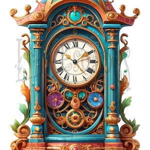 Printable Floral Clock Clipart Bundle - Set #1, PNG, Commercial Use ...