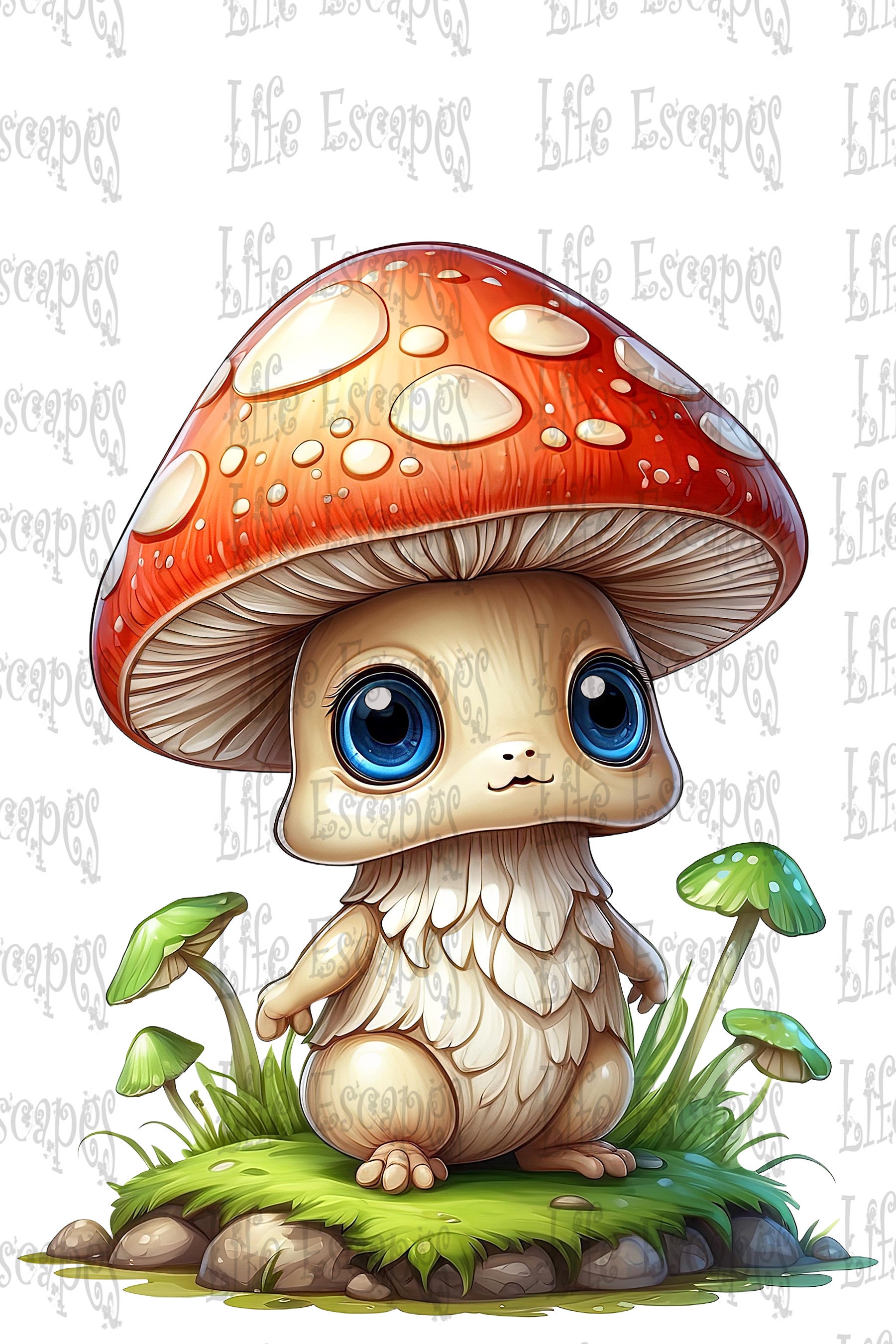 Cute Mushroom Clipart Set, Kawaii Fungi Graphics, Digital Download ...