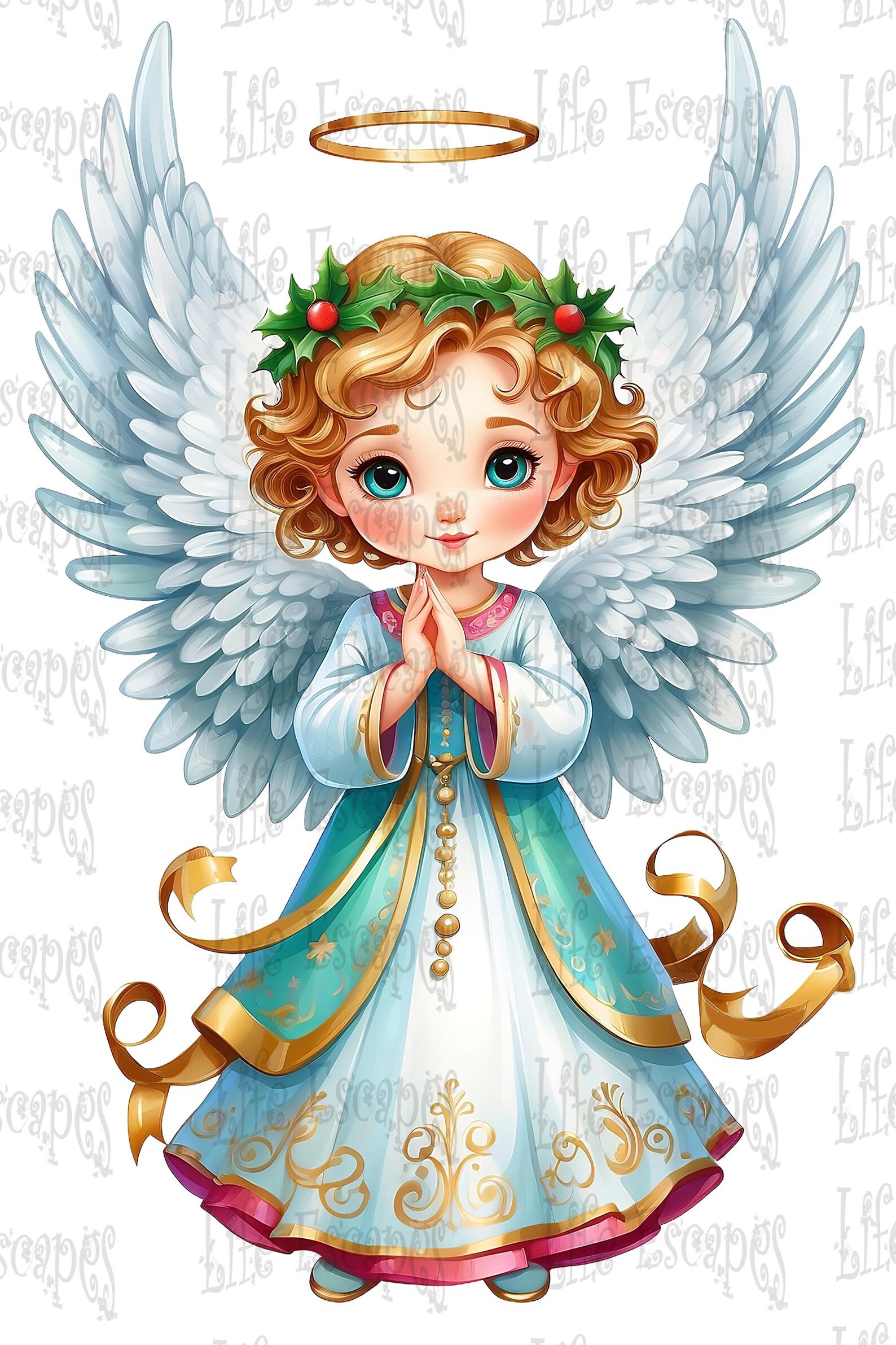 Christmas Angel Clipart Set, 12 PNG Clipart, Transparent 300dpi ...