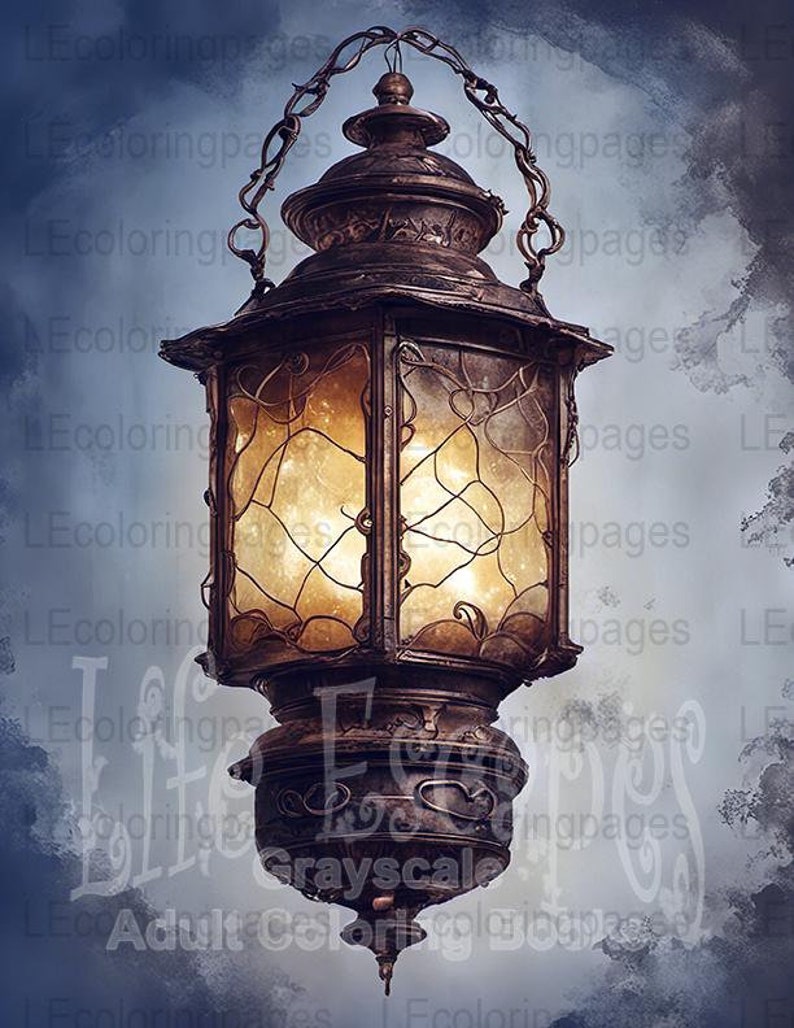 Fantasy Lantern Printable Coloring Page for Adults 40 Jpg - Etsy