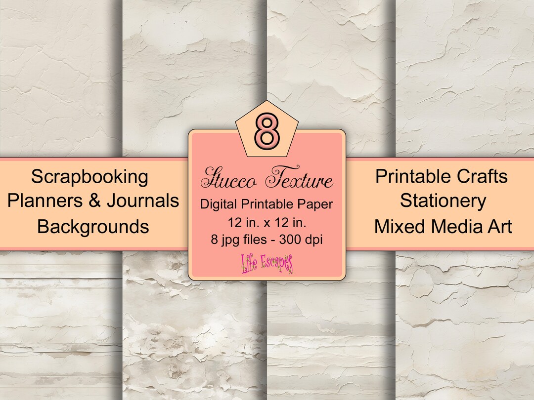 Digital Scrapbooking Paper Pack, Printable Beige Stucco Texture ...