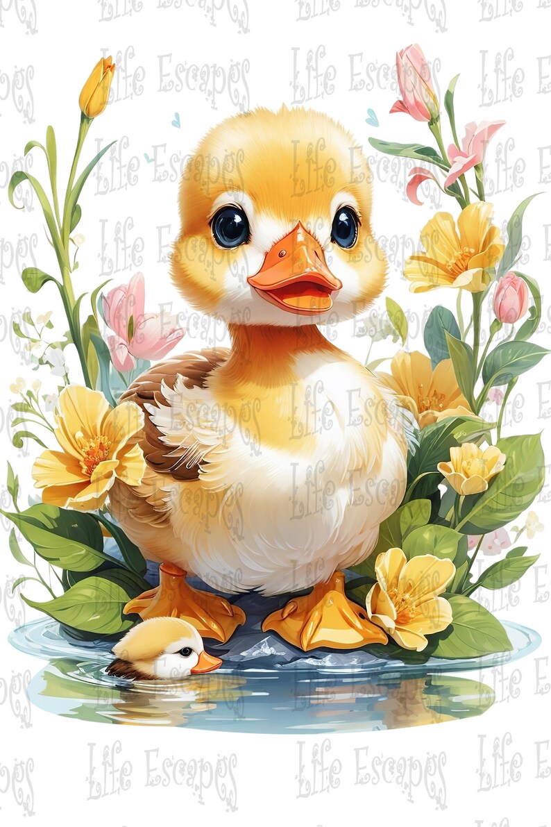 Printable Cute Baby Duck Clipart Bundle Set 5, PNG, Commercial Use ...