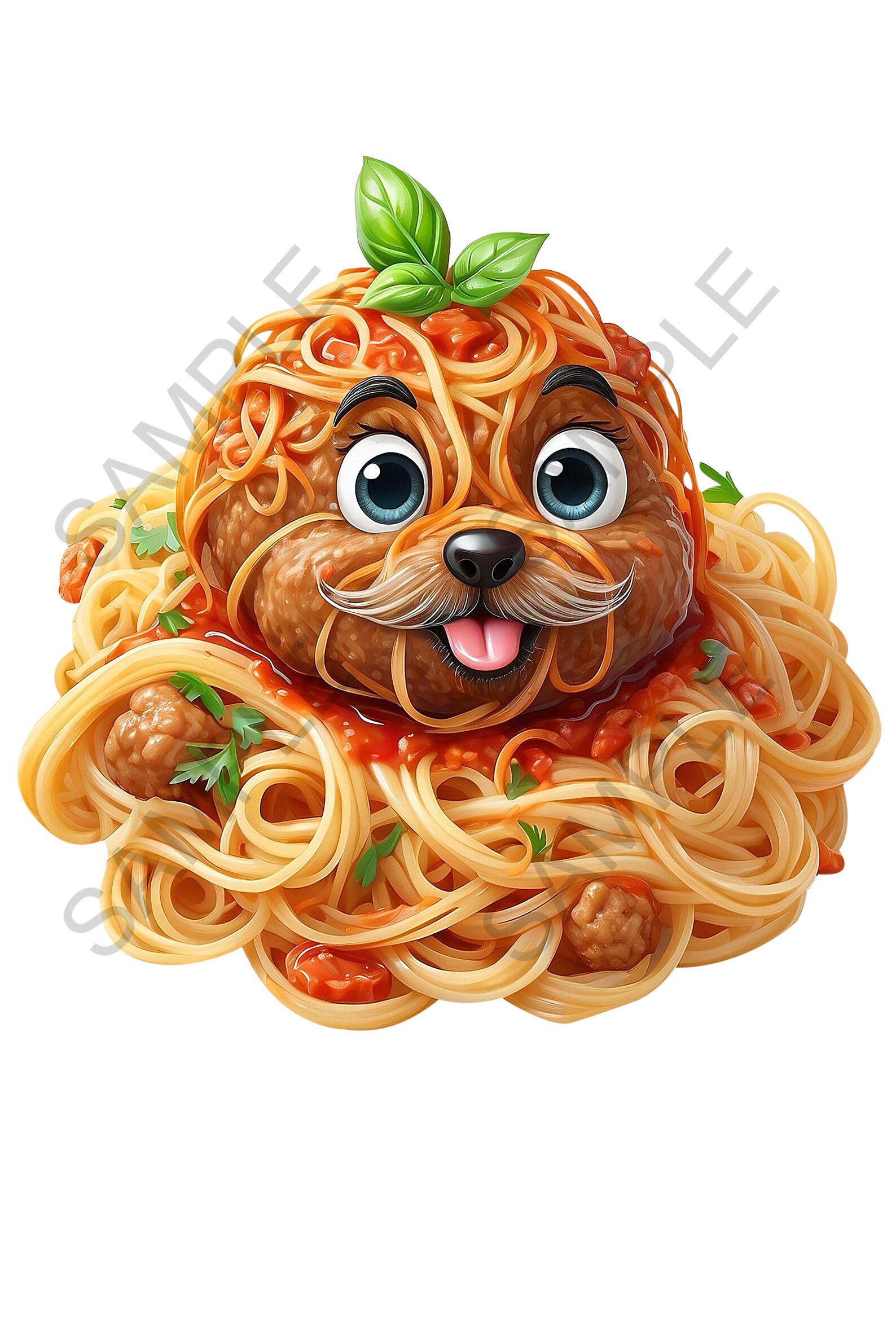 Spaghetti and Meatball Clipart Set, Cute Pasta Characters, Digital PNG ...