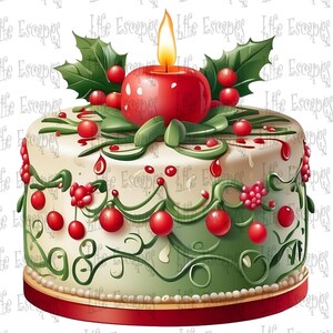 Christmas Cake Clipart Set 8 Transparent PNG 300dpi Instant Download ...