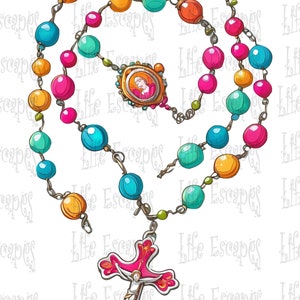 Printable Rosary Bead Clipart Set, Catholic Prayer Beads, Religious ...