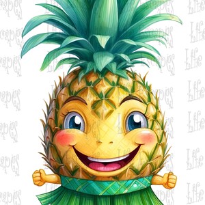 Cute Pineapple Clipart Set, Cartoon Pineapples, Digital Download ...