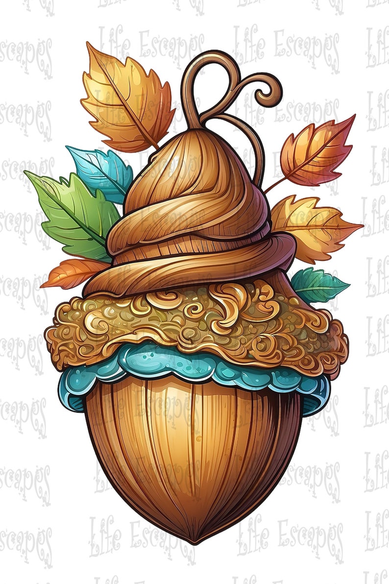 Printable Cute Acorn Clipart Bundle Set 1, PNG, Commercial Use, Digital ...