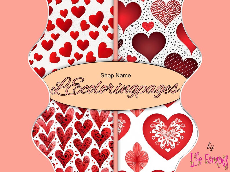 Digital Paper Pack Red Hearts, Printable Scrapbook Paper, 12x12, Craft ...