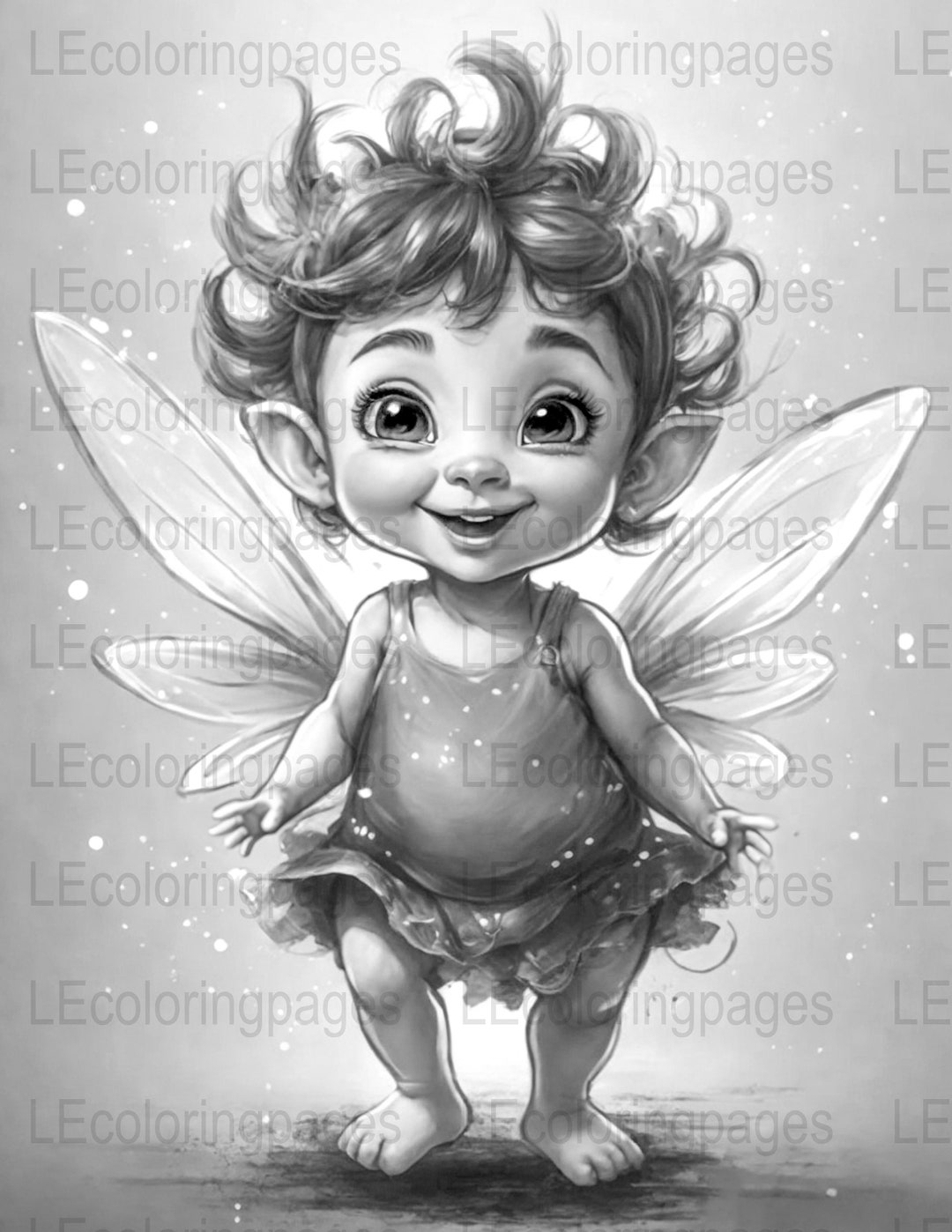Enchanting Baby Fairy Coloring Page for Adults 99 Instant Download ...