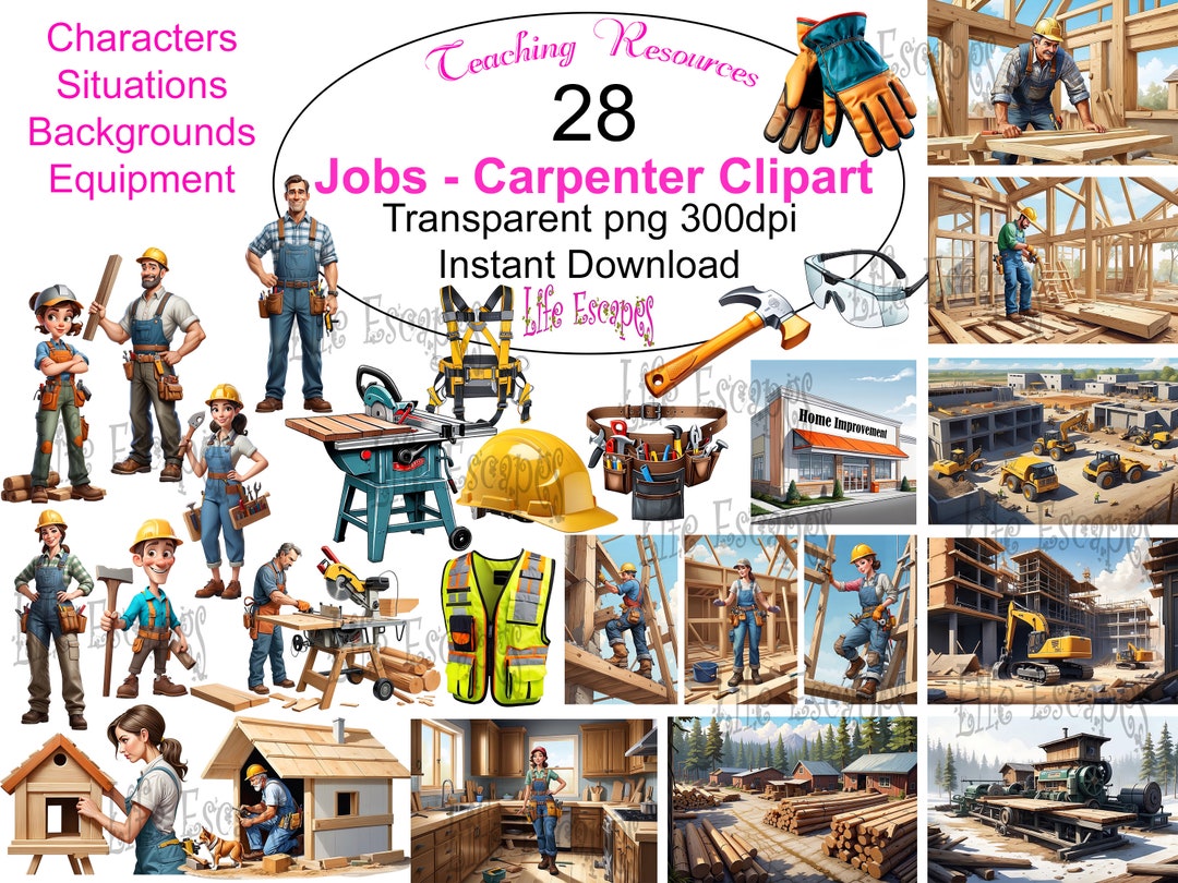Carpenter Clipart, Construction Worker Graphics, Teaching Resources ...