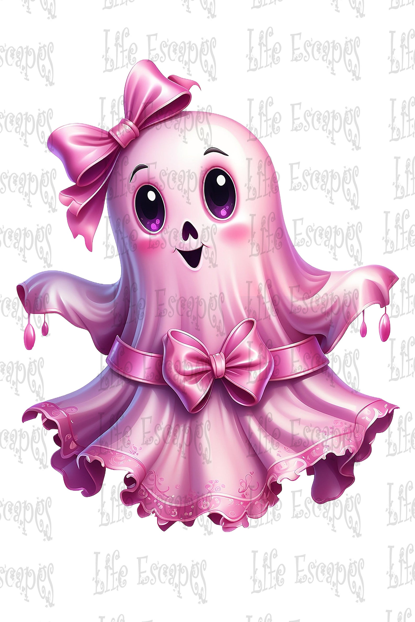 Pink Ghost Halloween Clipart Set, Cute Spooky Digital Art, Commercial ...