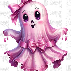 Pink Ghost Halloween Clipart Set, Cute Spooky Digital Art, Commercial ...