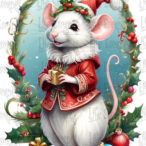 Printable Christmas Mouse Clipart Set - Set #1, PNG, Commercial Use ...