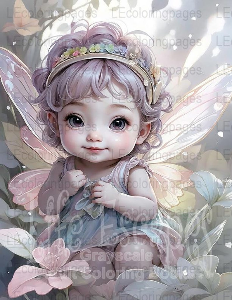 Enchanting Baby Fairy Coloring Page for Adults 69 Instant - Etsy