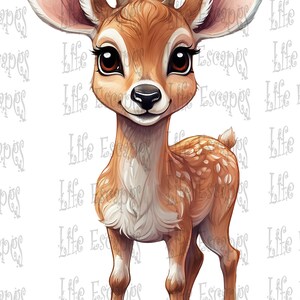 Baby Deer Clipart Set, 8 Cute Fawn Images, Transparent PNG, Commercial ...