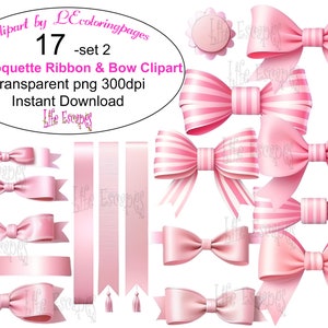 Pink Ribbon Bow Clipart Set, Coquette Graphics (digital Download) - Etsy