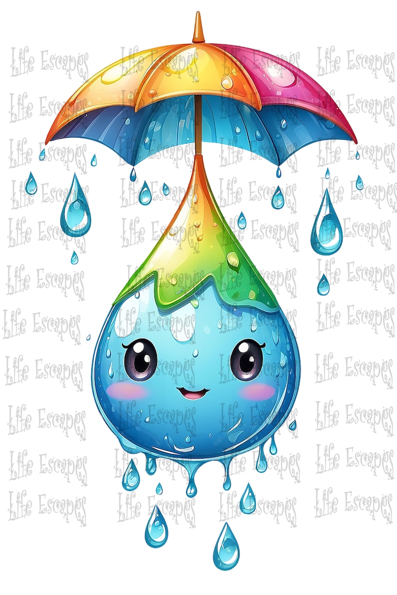 Rain Drop Clipart Bundle – Cute PNG Images, Commercial Use (digital ...