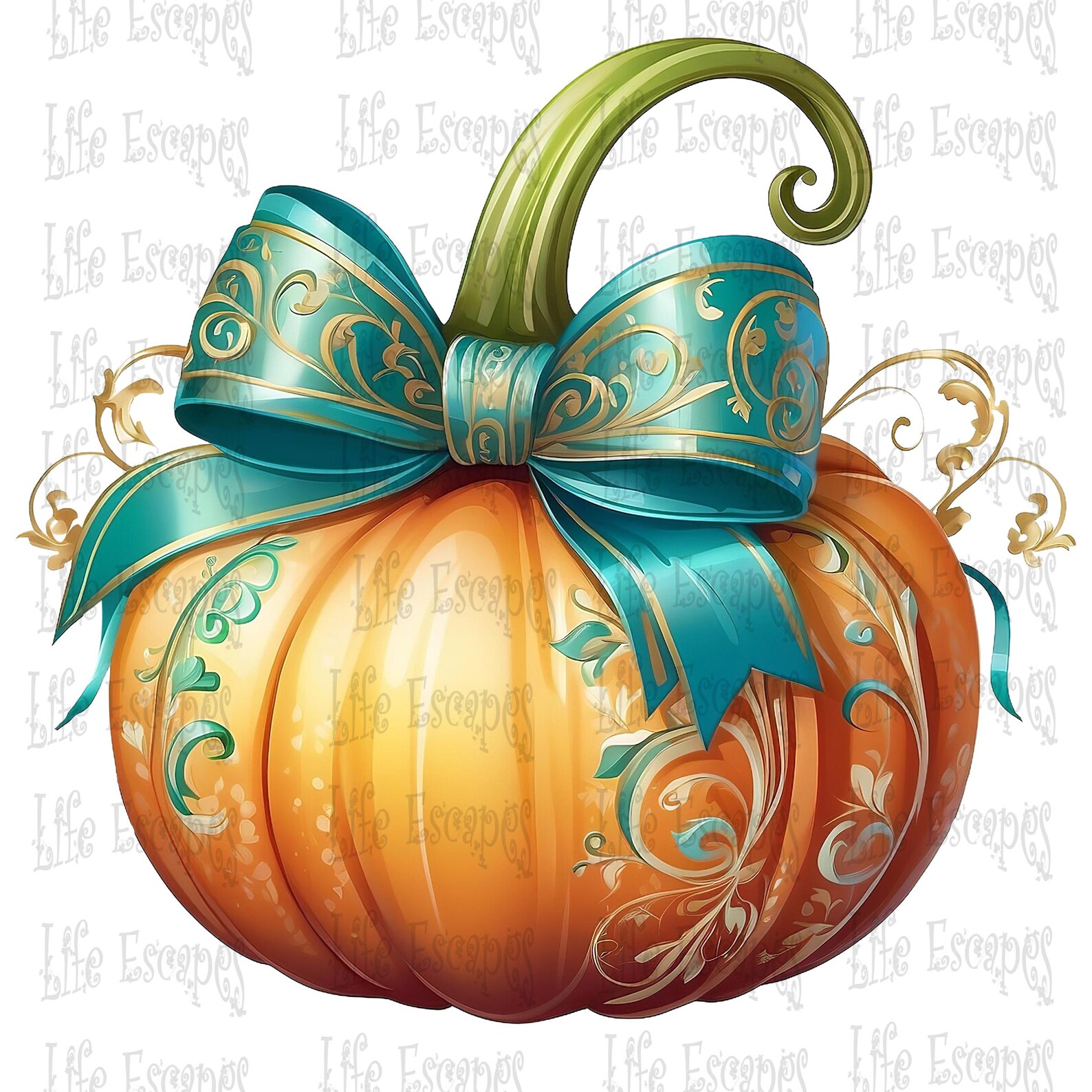 Decorative Pumpkin Clipart Pack, Instant Download, 300dpi Transparent ...