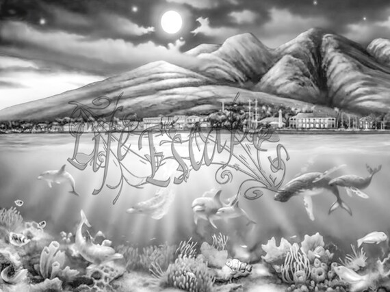 Coloring Page Fantasy Grayscale High Resolution Printable - Etsy