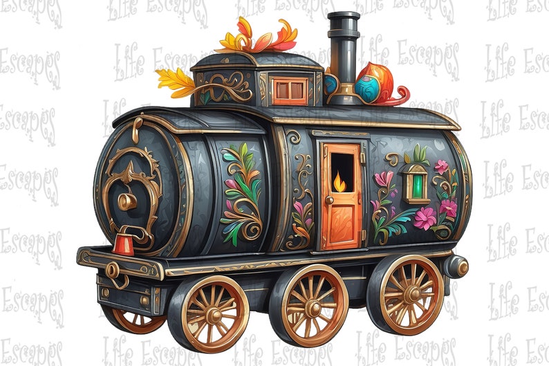 Train Clipart Set, Cute Locomotives and Carriages, Digital Download ...