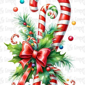 Printable Christmas Bells & Candy Canes Clipart Set - Set #1, PNG ...