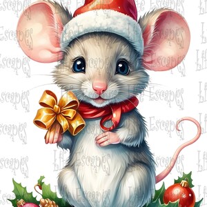 Printable Christmas Mouse Clipart Set - Set #1, PNG, Commercial Use ...