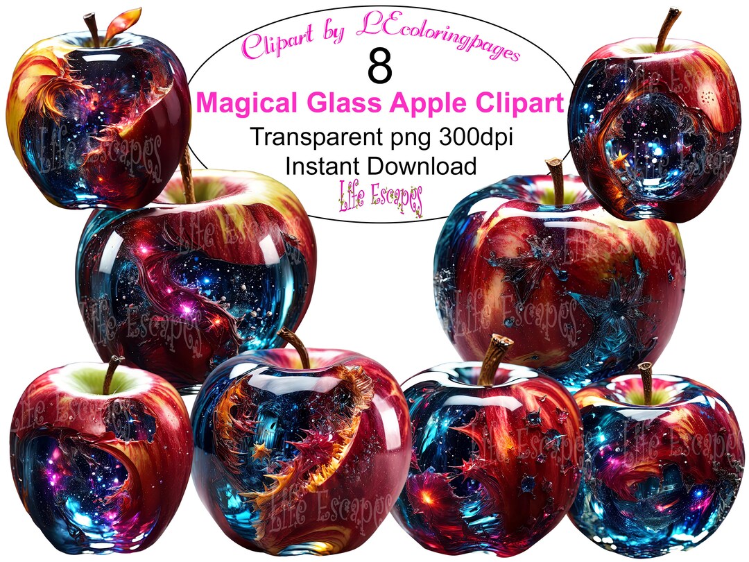 Galaxy Space Apple Clipart Set, Digital Download, Transparent ...