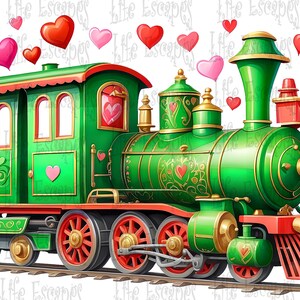 Valentine's Day Clipart, Green Train With Hearts, Commercial Use, PNG ...